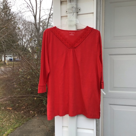 Talbots | Tops | Nwt Talbots Pretty Red Eyelet Lace Vneck Tunic | Poshmark